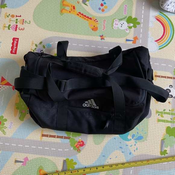 adidas | Bags | Adidas Duffle Bag Black Double Handle Shoulder Strap ...